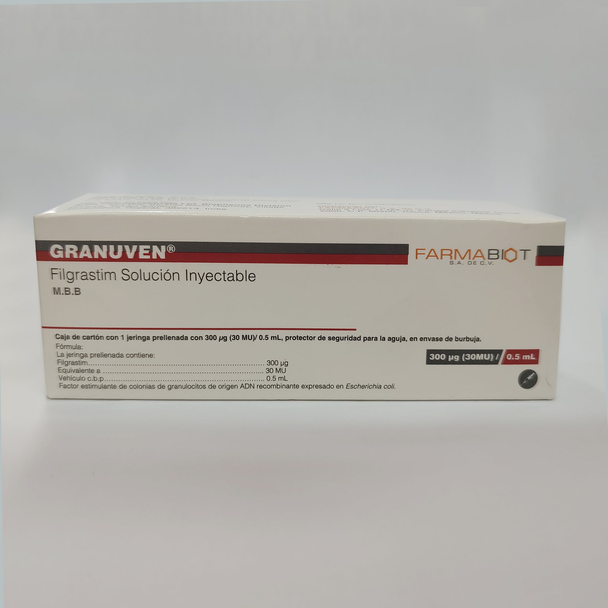 GRANUVEN 300 ug (30MU) 0.5mL, Solución inyectable, FARMABIOT – farmashop.mx